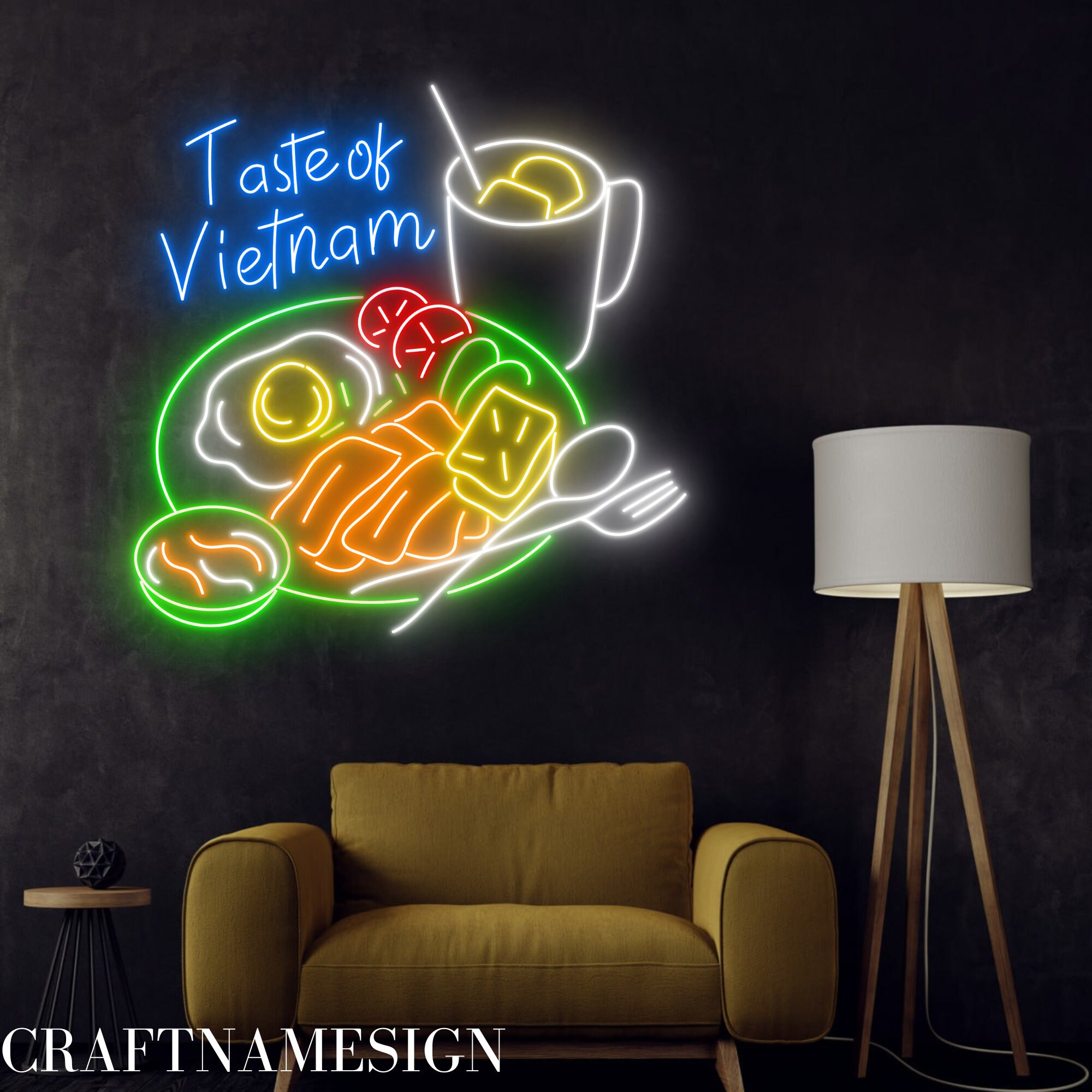 Taste of Vietnam Led Sign, Vietnamese Broken Rice With Grilled Pork ...