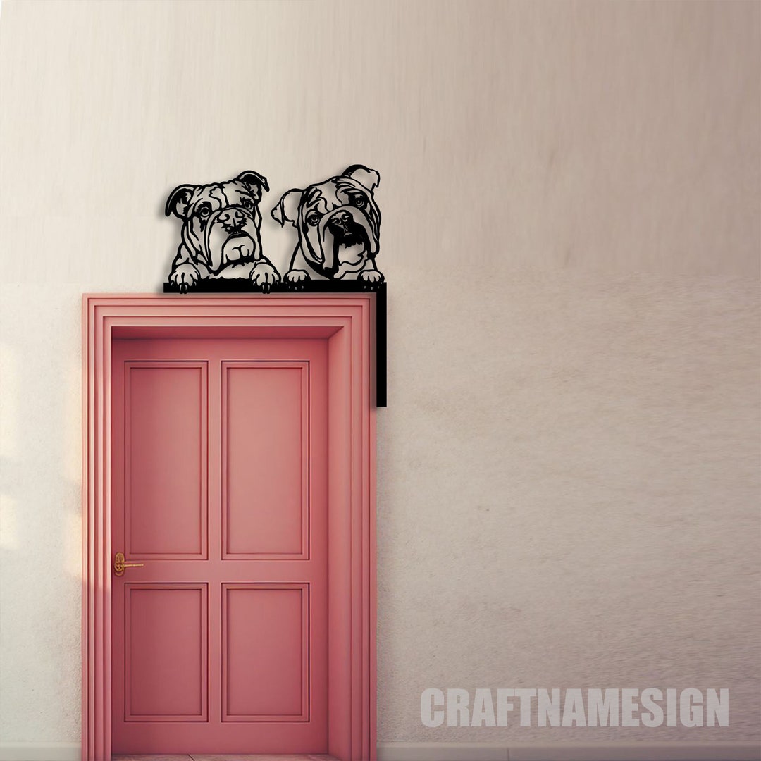 English American Bulldog Door Corner Metal Wall Art, English Bulldog ...