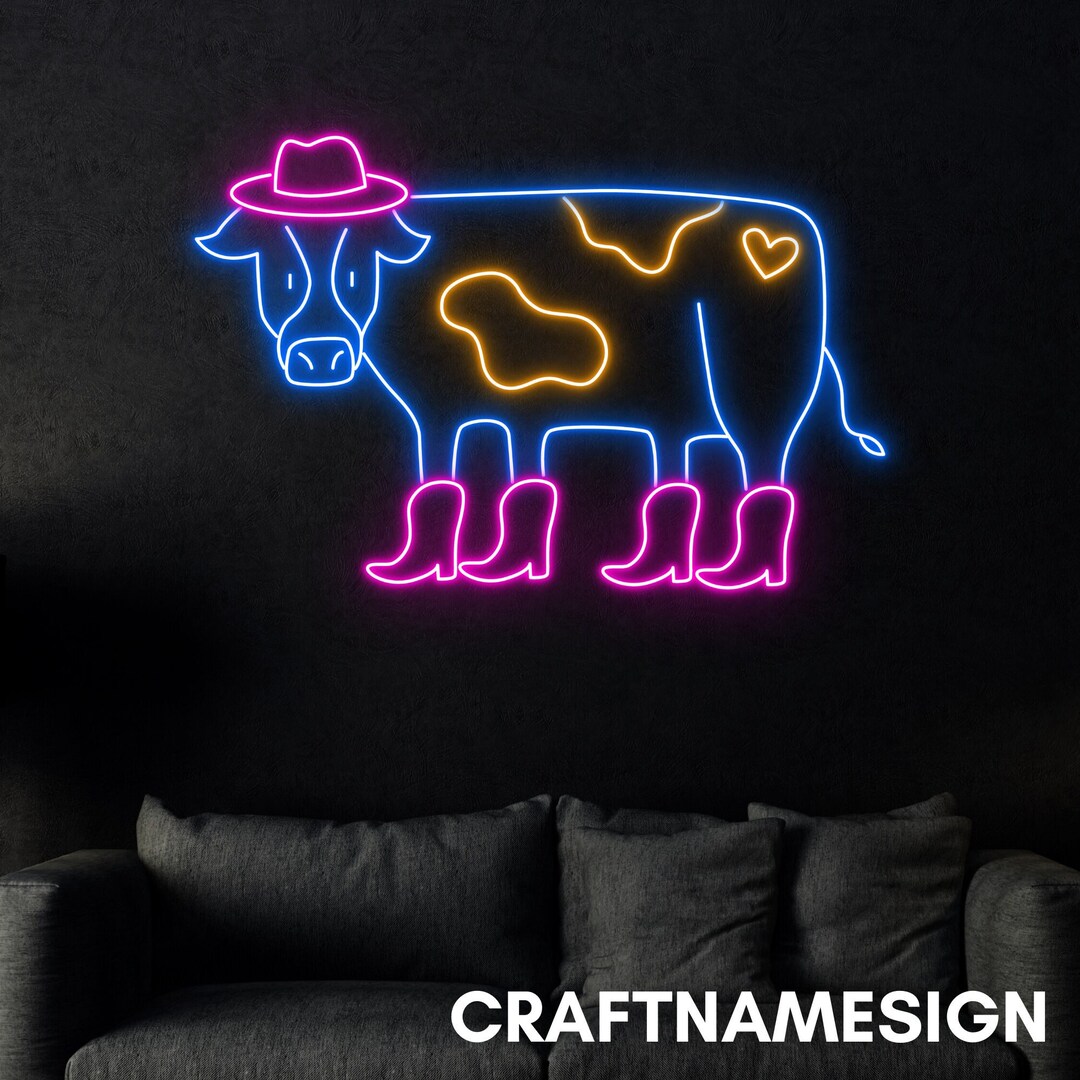 Cow Cowboy Neon Sign, Milk Cow Led Sign, Custom Neon Sign, Milk Cow ...