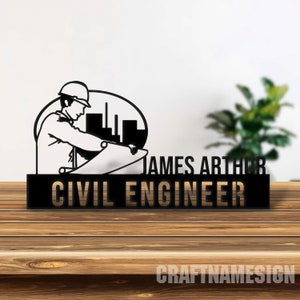 Custom Wooden Civil Engineer Desk Name Plate, Engineer Metal Nameplate ...