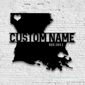 Custom Louisiana Map Metal Wall Art LED Lights Personalized Louisiana ...