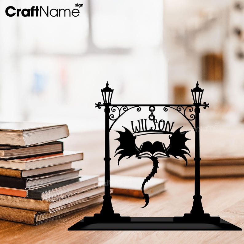 Personalized Dragon Signpost Metal Sign, Library Decorations, Book ...