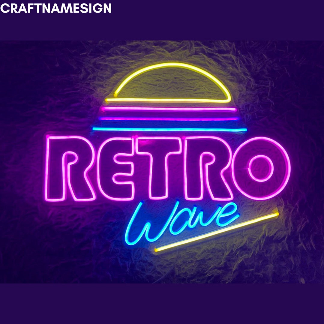 Retro Wave Neon Sign, Retro Wave Neon Led Sign, Custom Neon Sign, Vintage Bar Led Light, Wall ...