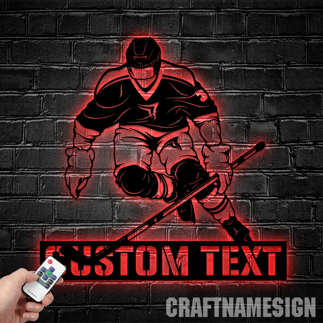 Personalized Hockey Metal Sign,led Hockey Stick Metal Wall Art,custom ...
