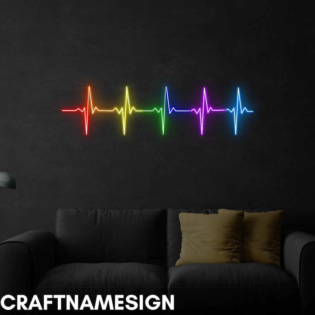 Heartbeat Rainbow Neon Sign, Heartbeat LGBBT Led Sign, Custom Neon Sign ...