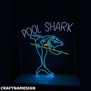Pool Shark Neon Sign, Billiards Led Sign, Billiards Pool Hall Neon Sign ...