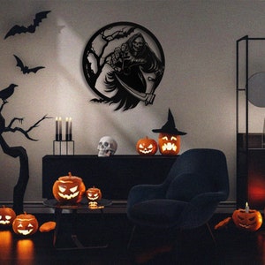 Ghostface Halloween Metal Wall Art With Led Lights, Gost Face Sign Home ...