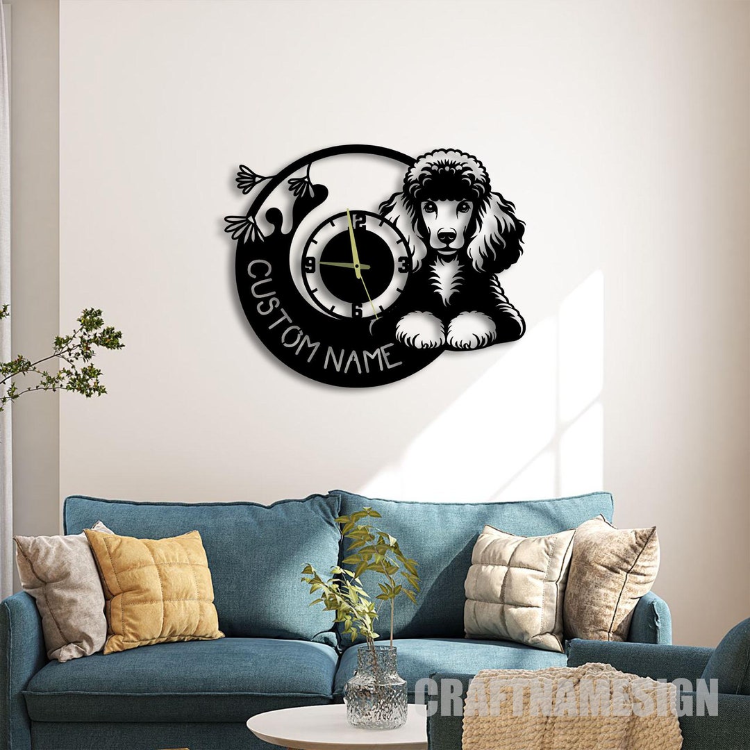 Custom Poodle Dog Metal Wall Clock, Wall Clock Unique for Home Decor ...
