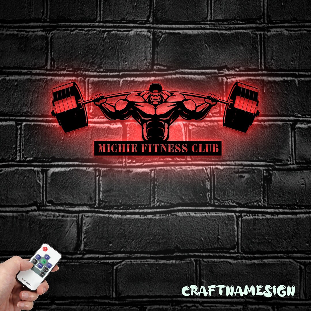 Custom Powerlifting Workout Metal Wall Art LED Light - Etsy