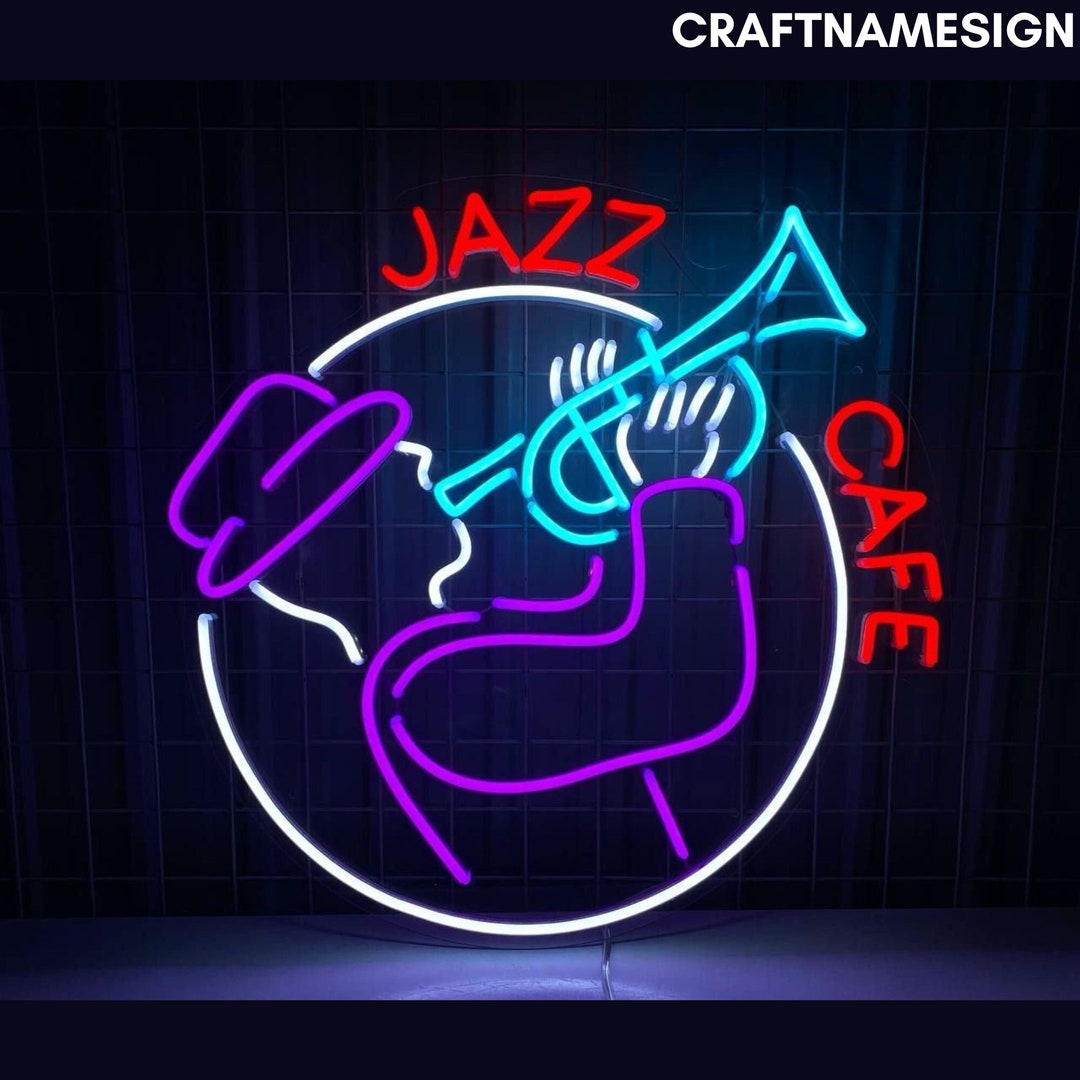 Jazz Cafe Neon Sign, Saxophone Led Sign, Custom Neon Sign, Jazz Band ...