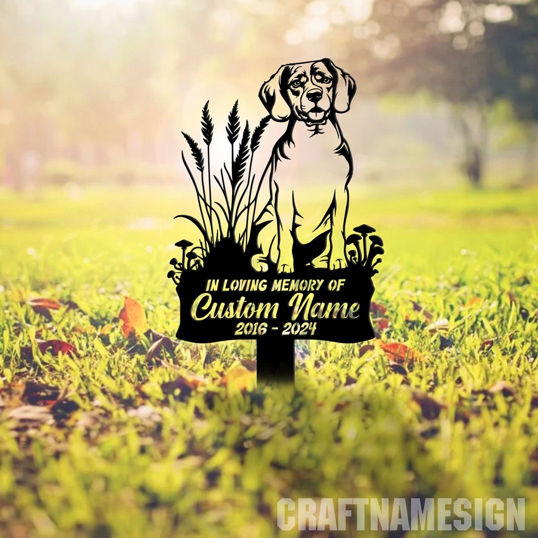 Personalized Beagle Dog Memorial Metal Plaque With Stake, Custom Beagle ...