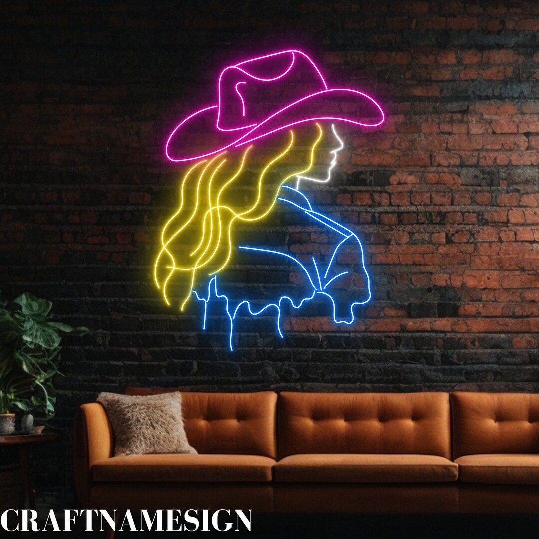Cowgirl Portrait Neon Sign, Cowgirl Led Sign, Custom Neon Sign, Western ...