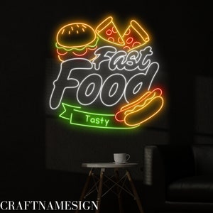 Fast Food Neon Sign, Burger Pizza Hot Dog Led Sign, Custom Neon Sign ...