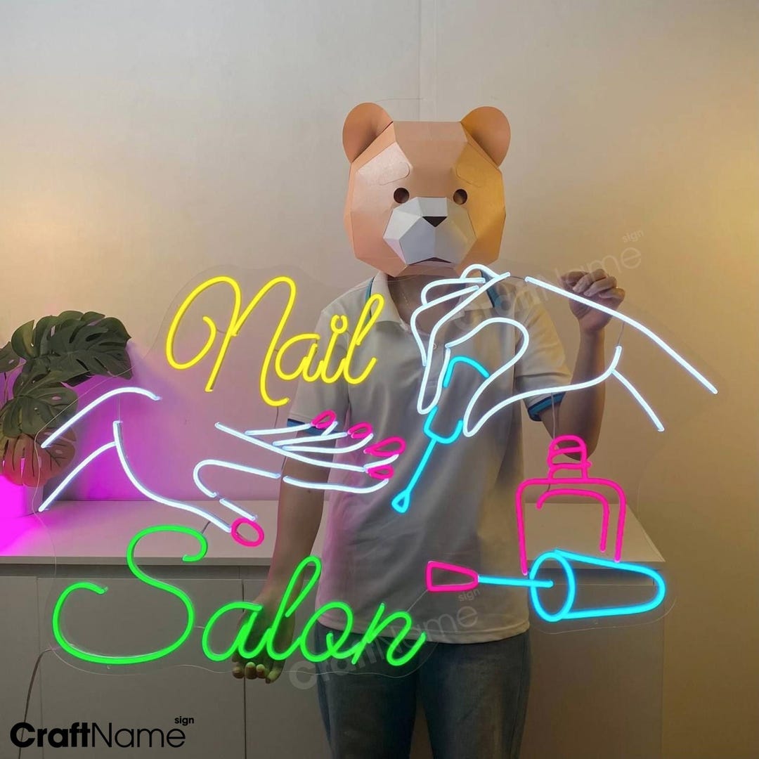 Nail Salon Led Sign, Open Manicure Nail Salon Neon Sign, Nails Room ...