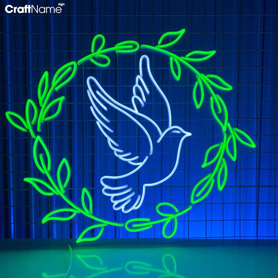 Flying Dove Neon Sign, Dove Peace Led Sign, Custom Neon Light, Peace ...