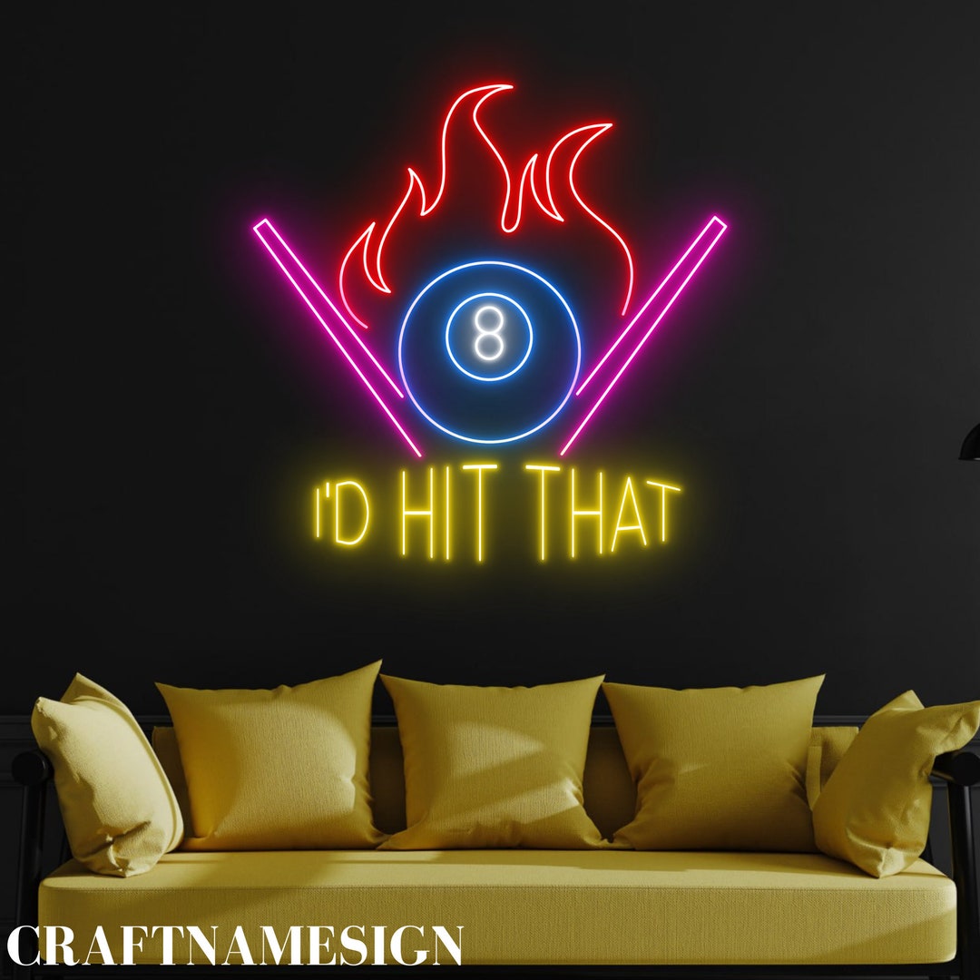 I'd Hit That Neon Sign, Billiards Led Sign, Billiards Pool Hall Neon ...