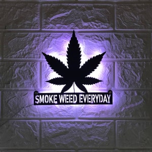 Personalized Weed Metal Sign With LED Lights, Custom Cannabis Name ...