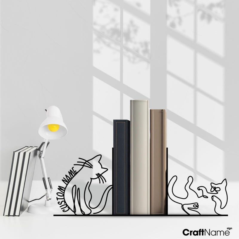 Cat Bookends Minimalist - Etsy