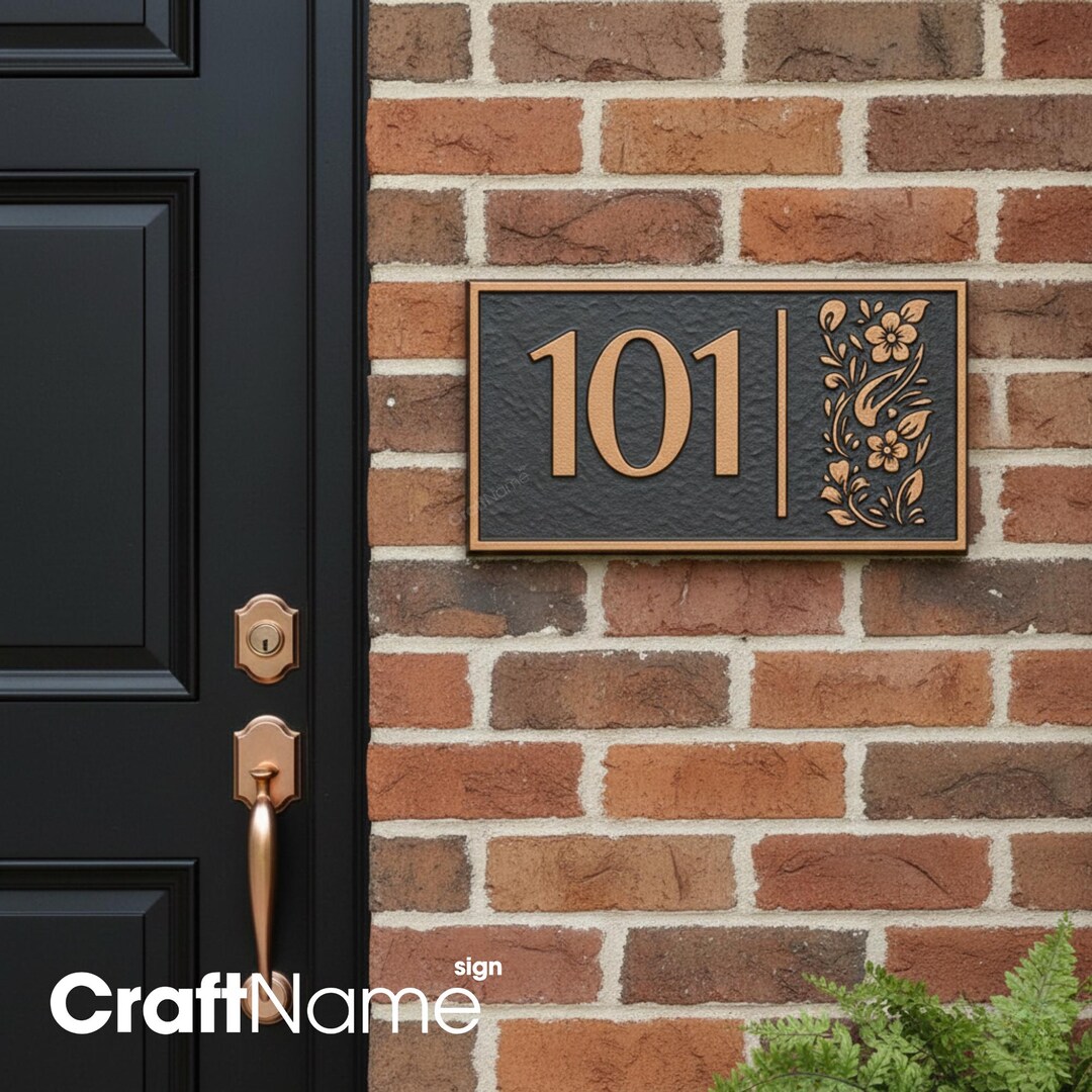 Personalized Floral House Number Sign, Acrylic Address Plaque for Front ...