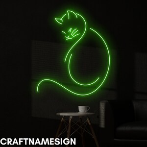 Minimalist Cat Line Neon Sign, Kitten Led Sign, Custom Neon Sign, Pet ...