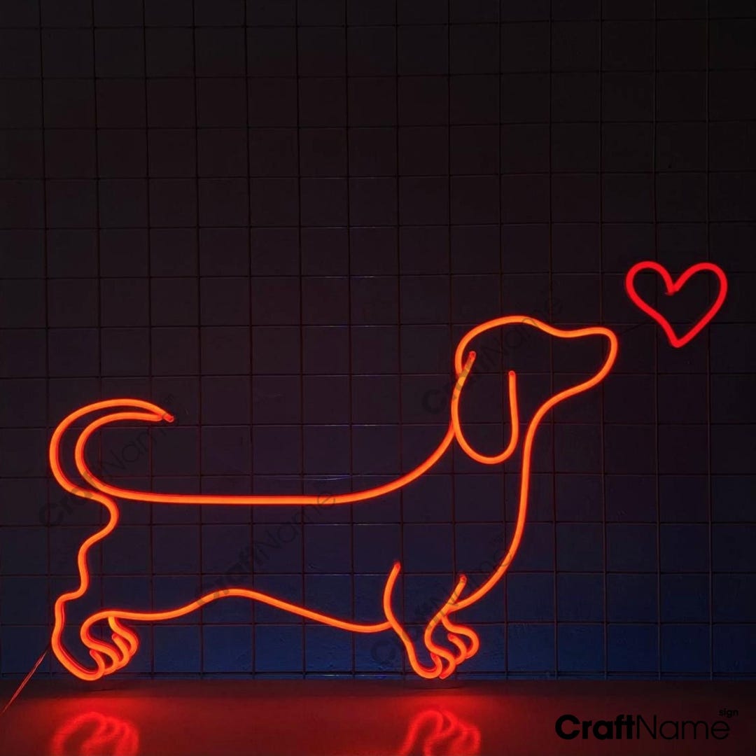 Dachshund Heart Neon Sign, Dachshund Led Sign, Custom Neon Sign ...