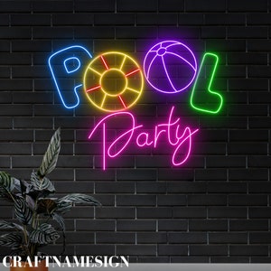 Pool Party Neon Sign, Summer Pool Party Led Sign, Custom Neon Sign ...