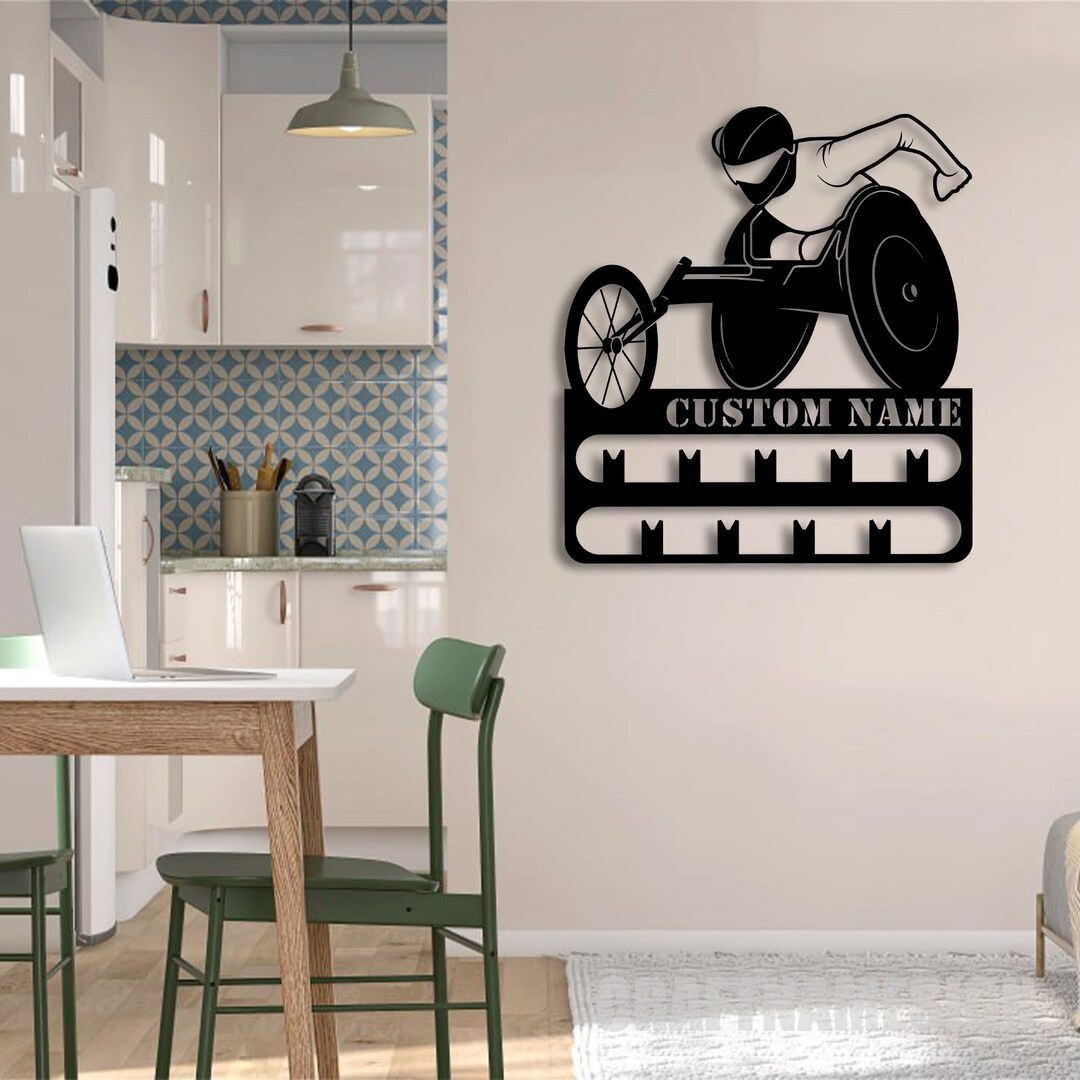 Custom Wheelchair Athletics Medal Hanger Wall Art, Wheelchair Player ...