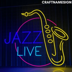 Jazz Live Neon Sign, Saxophone Led Sign, Custom Neon Sign, Jazz Band ...