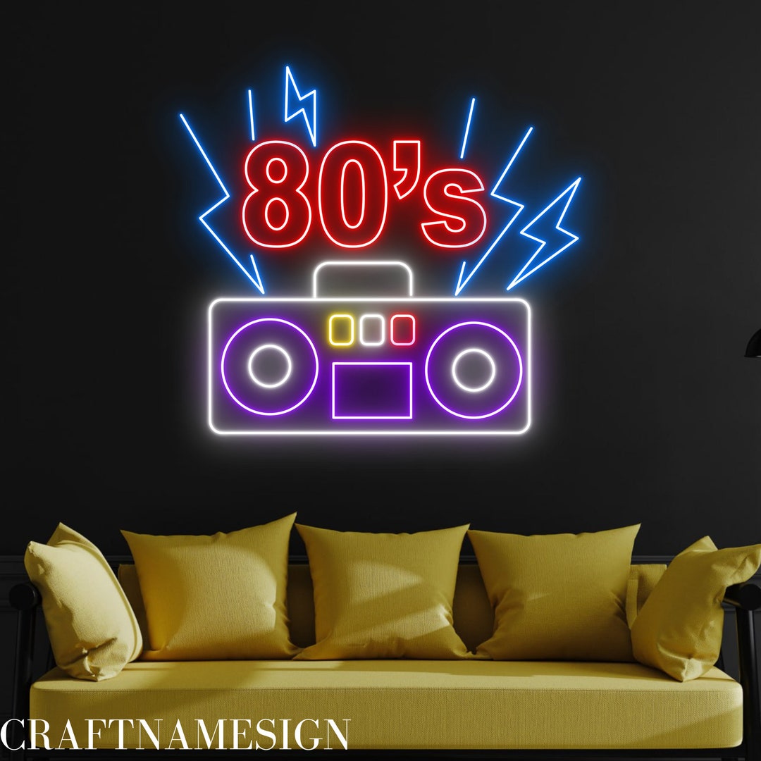 80's Music Boombox Neon Sign for Music Studio Wall Art, Retro Radio ...