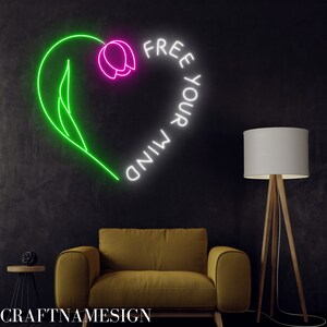 Free Your Mind Neon Sign, Tulip Led Sign, Custom Neon Sign, Tulip Store ...