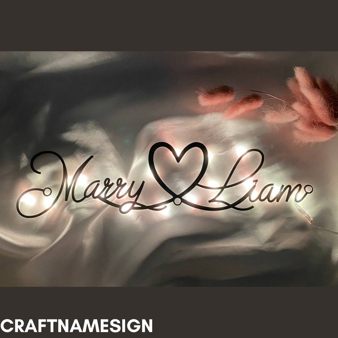 Personalized Infinite Heart and Names Metal Light, Heart Metal Sign ...