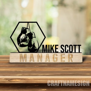 Custom Wooden Boxing Gloves Desk Name Plate, Boxing Club Metal ...