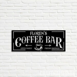 Personalized Coffee Bar Metal Name Sign, Coffee Sign, Shop Sign, Metal ...