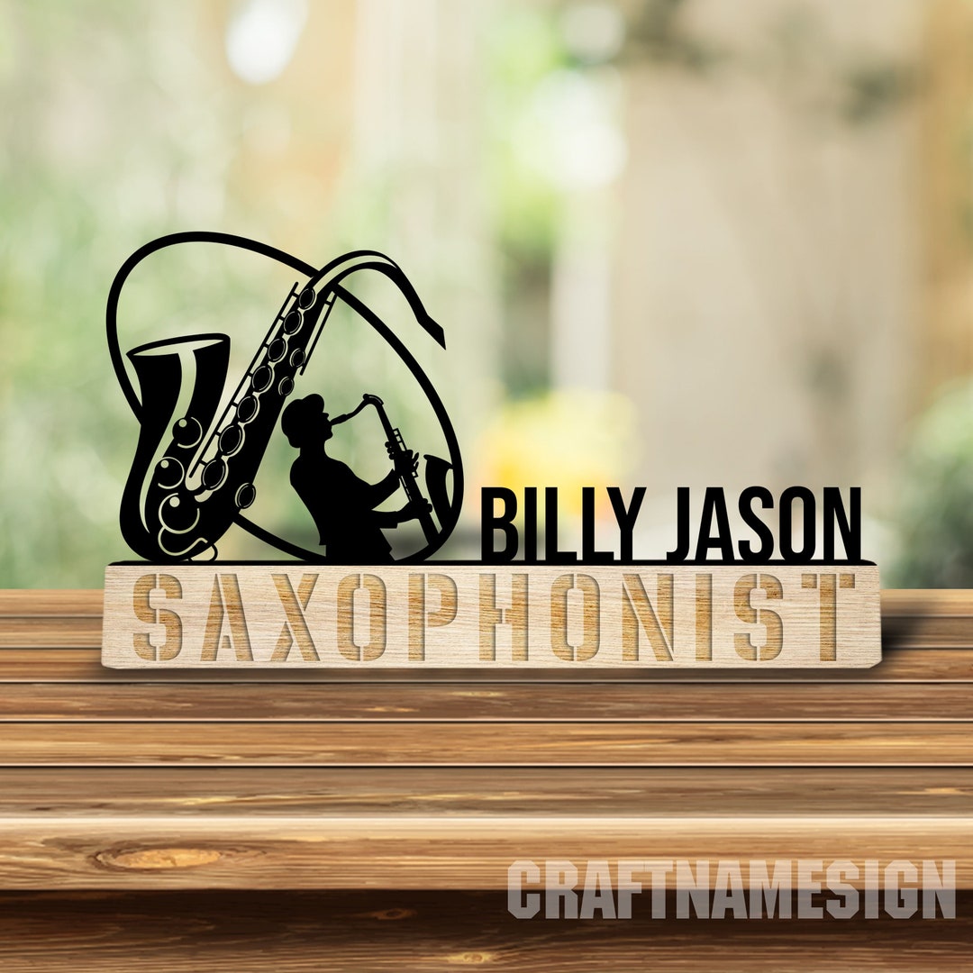 Custom Wooden Saxophone Musical Instrument Desk Name Plate, Metal ...