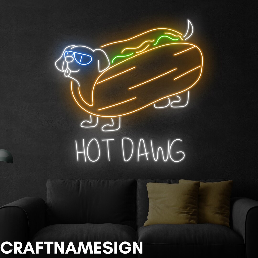 Hot Dawg Neon Sign, Dachshund Hot Dog Led Sign, Custom Neon Sign, Hot ...