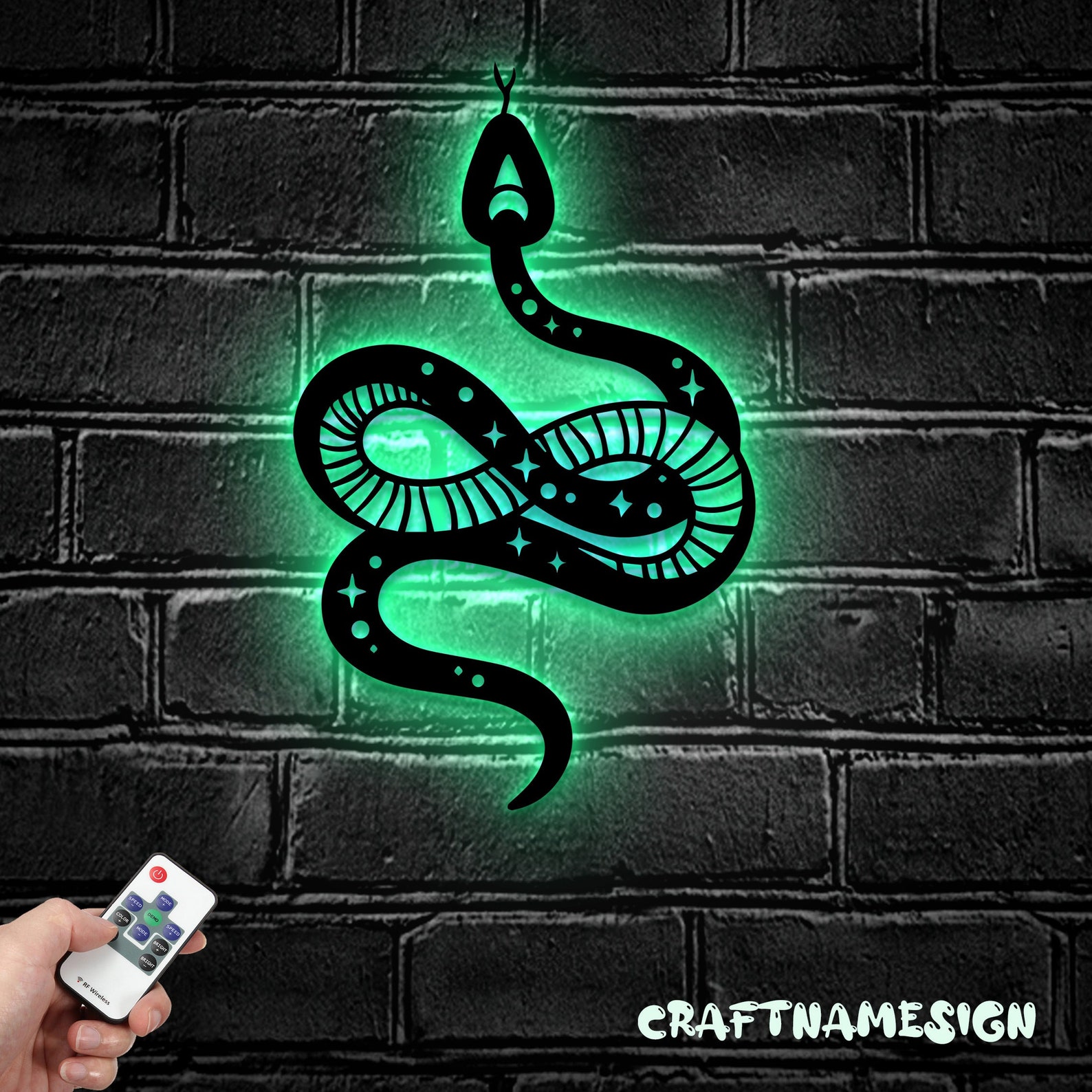 Snake Moon Phase Metal Wall Art With LED Light | Celestial Snake Sign ...