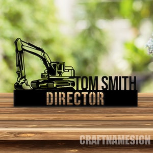 Custom Wooden Excavator Driver Desk Name Plate, Excavator Metal ...