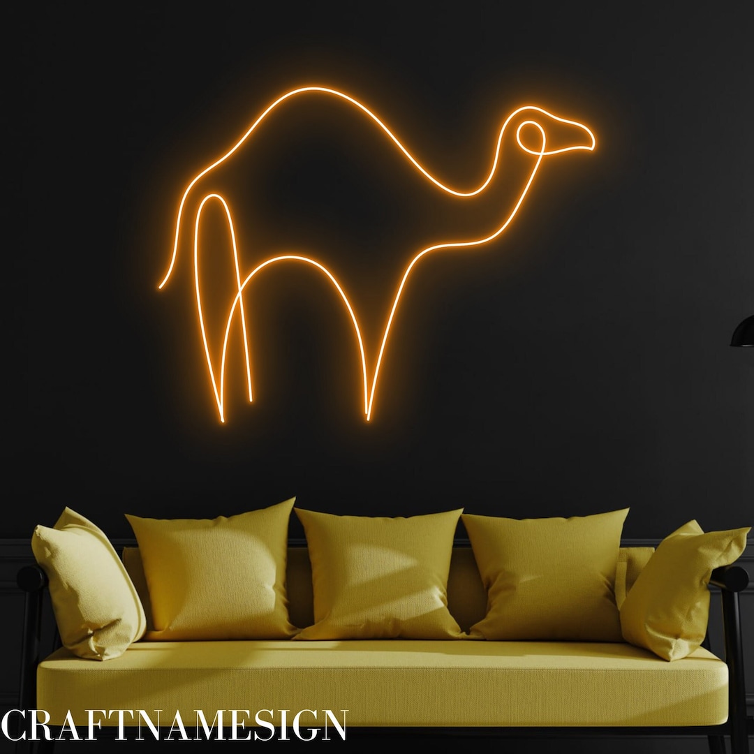 Camel Minimalist Neon Sign, Camel Line Led Sign, Custom Neon Sign, Wild ...