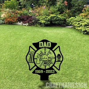 Custom Fire Fighter Fireman Memorial Metal Stake, Firefighter Memorial ...