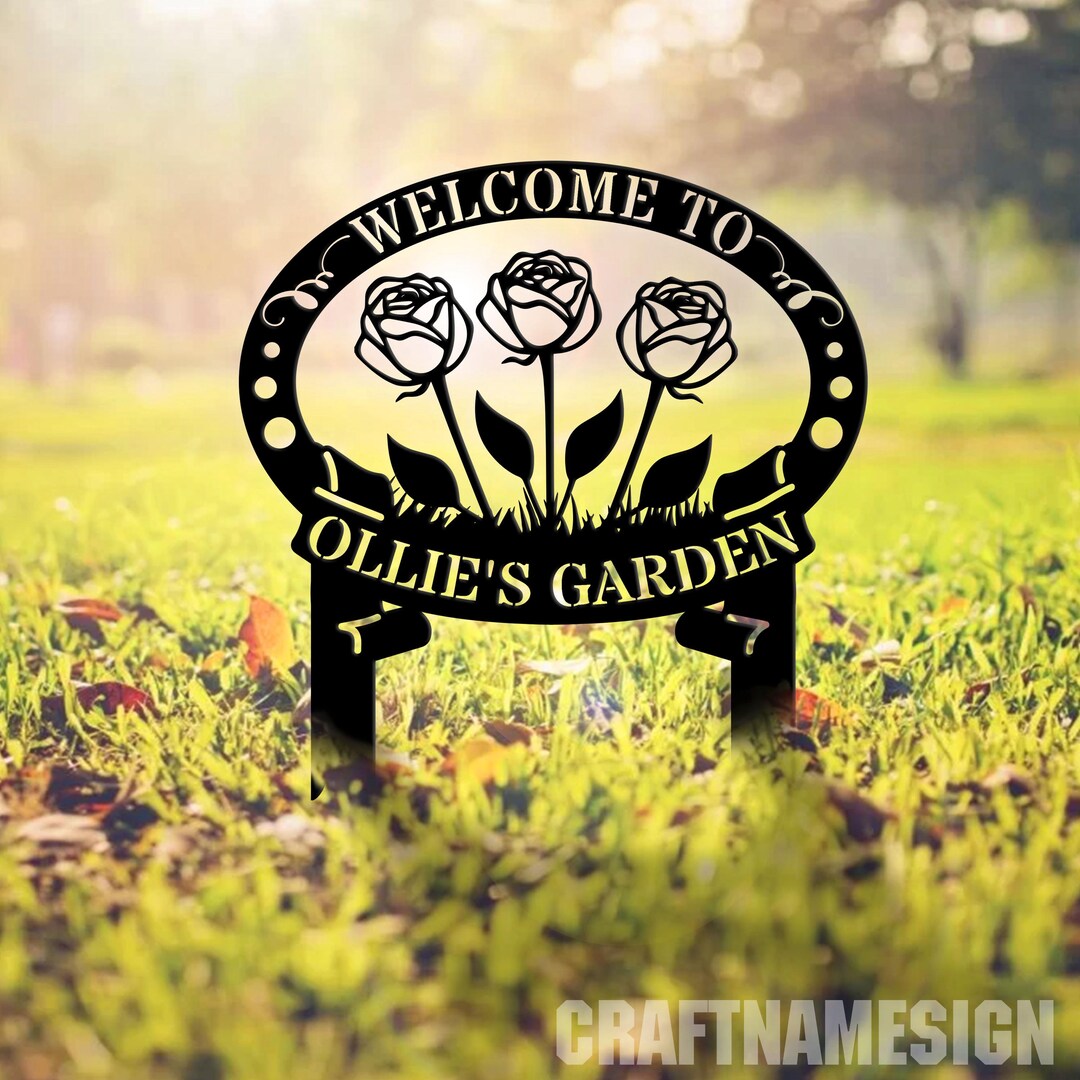Personalized Roses Flower Garden Metal Stake Decor, Rose Flower Metal ...
