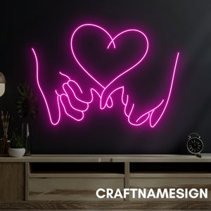 Holding Hands Neon Sign, Holding Hands Heart Led Sign, Custom Neon Sign ...