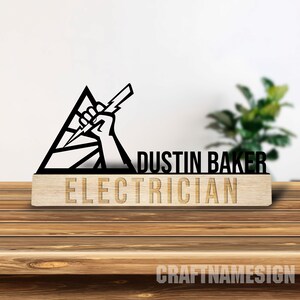 Custom Wooden Electrical Engineer Desk Name Plate, Electrical Worker ...