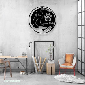 Custom Animal Clinic Metal Wall Art LED Light |personalized Vet Care ...