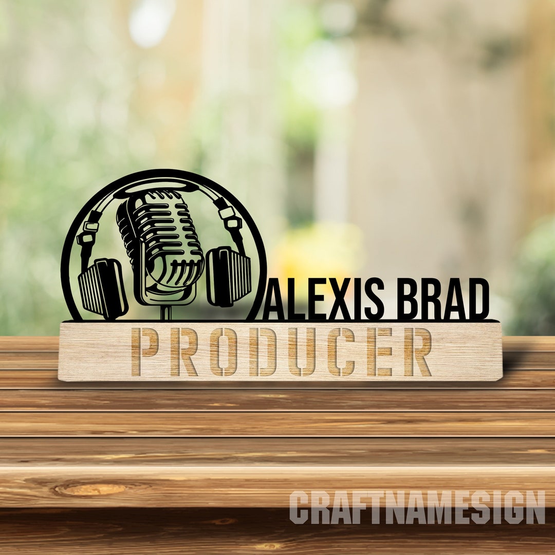Custom Wooden Music Audio Studio Desk Name Plate, Musician Metal ...