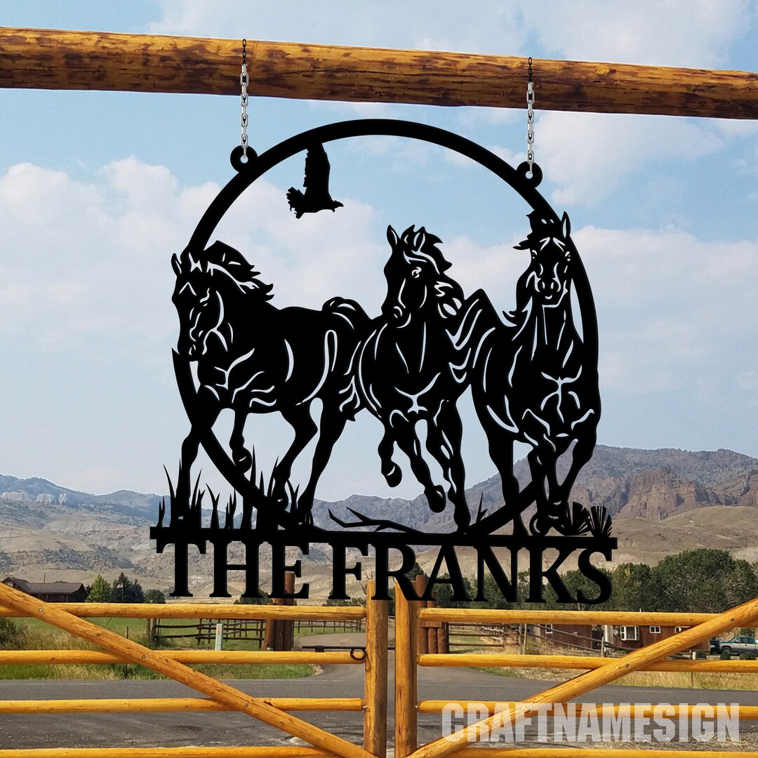 Personalized Outdoor Metal Horse Farm Sign, Metal Name Sign Outdoor ...