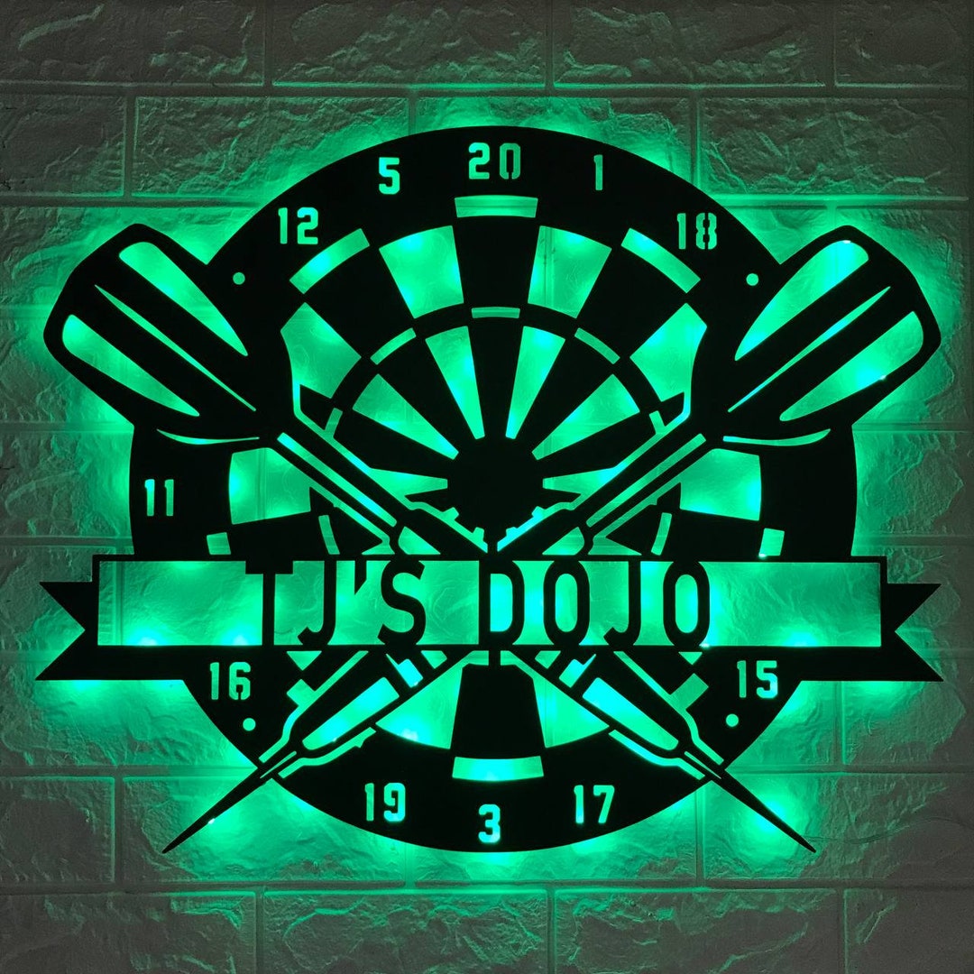 Custom Dartboard Dart Game Metal Wall Art LED Light - Personalized Dart ...