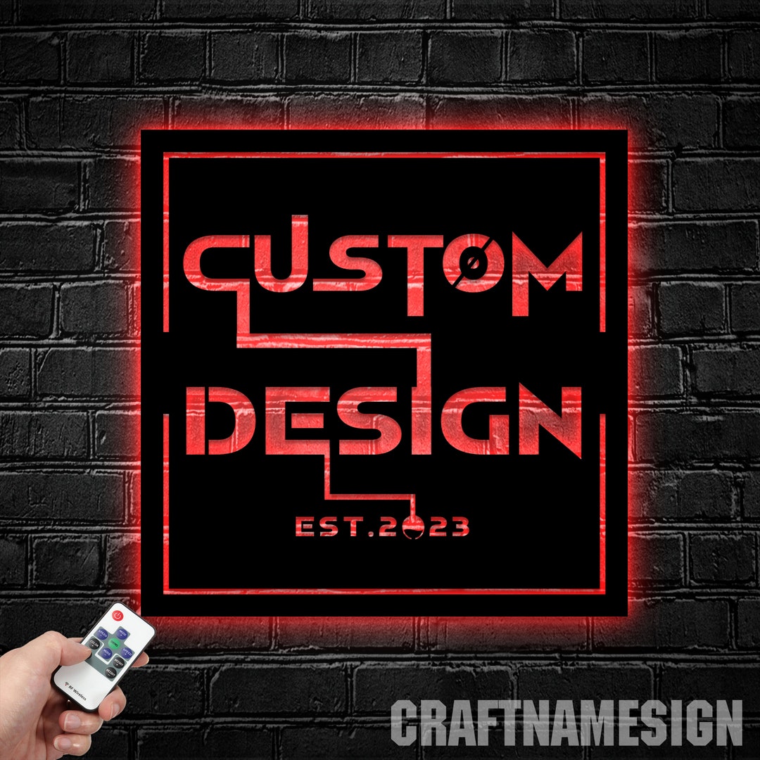 Custom Logo Design Metal Wall Art LED Light - Personalized Business ...
