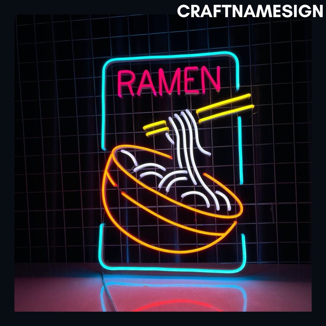 Flying Noodle Neon Sign, Japanese Ramen Led Sign, Custom Neon Sign ...