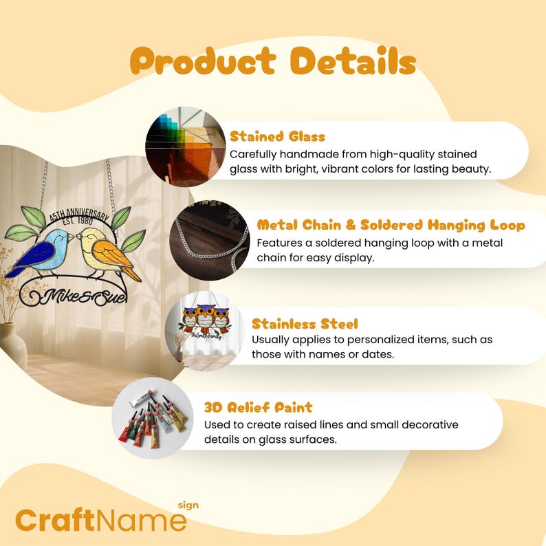 Personalized Cute Chick Stained Glass Window Ornament, Custom Farm Art ...