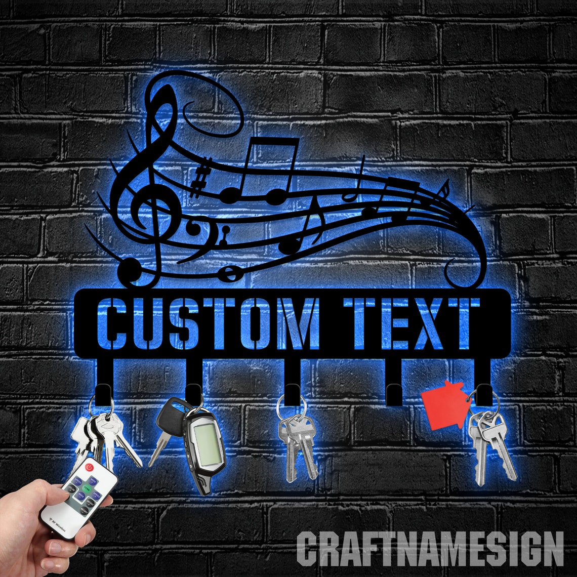 Custom Music Metal Key Holder, Musical Notes Decorative Key Holder ...